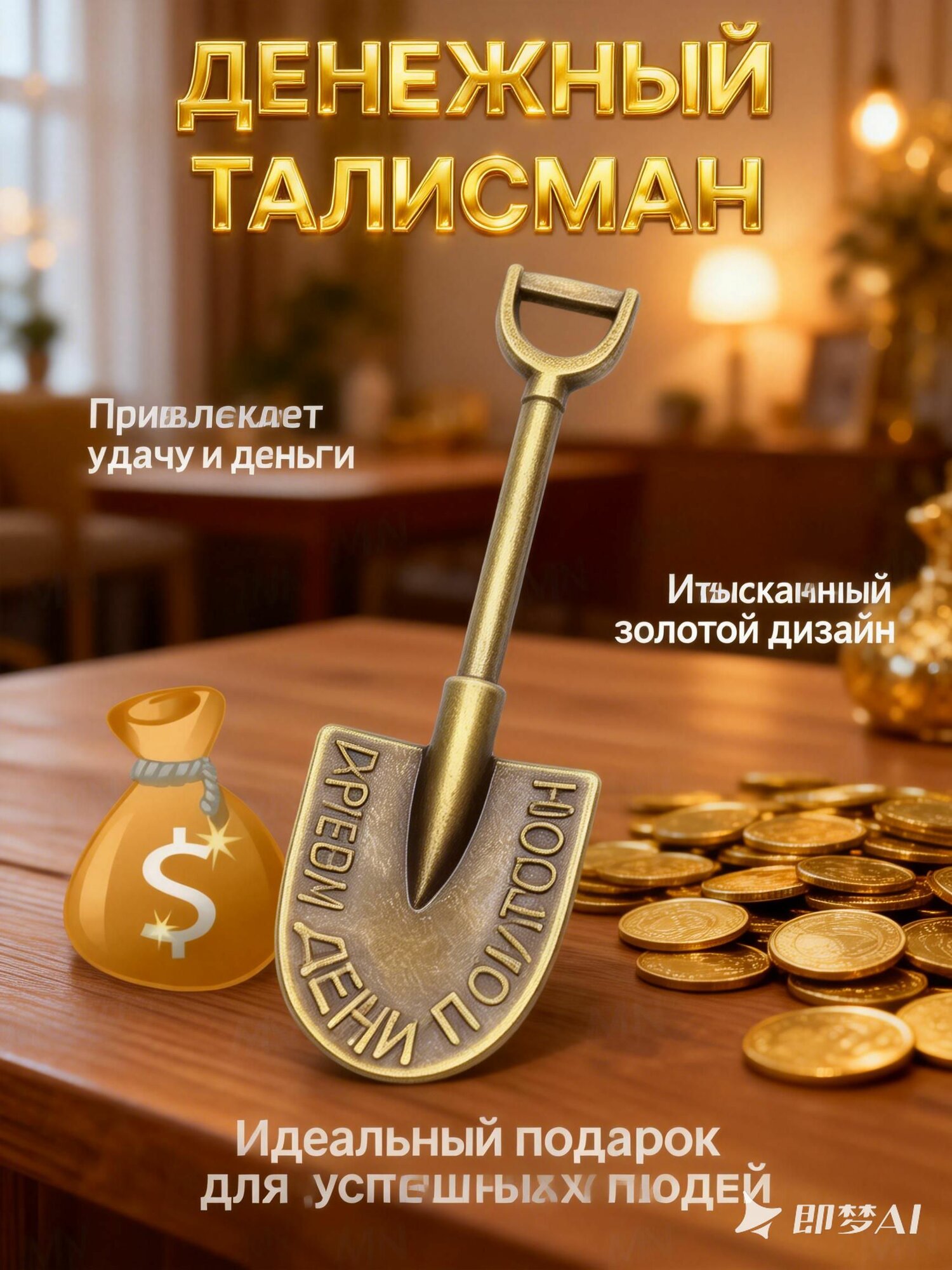 Денежный талисман Греби деньги лопатой / 10 штук / медный