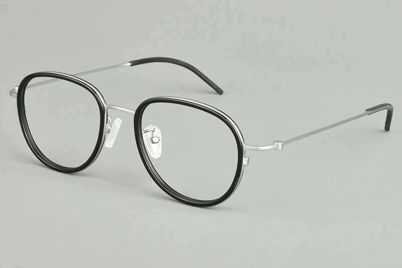 Винтажные оправы для очков SO SMOOTH WIND титановые овальные 150 мм Silver Black