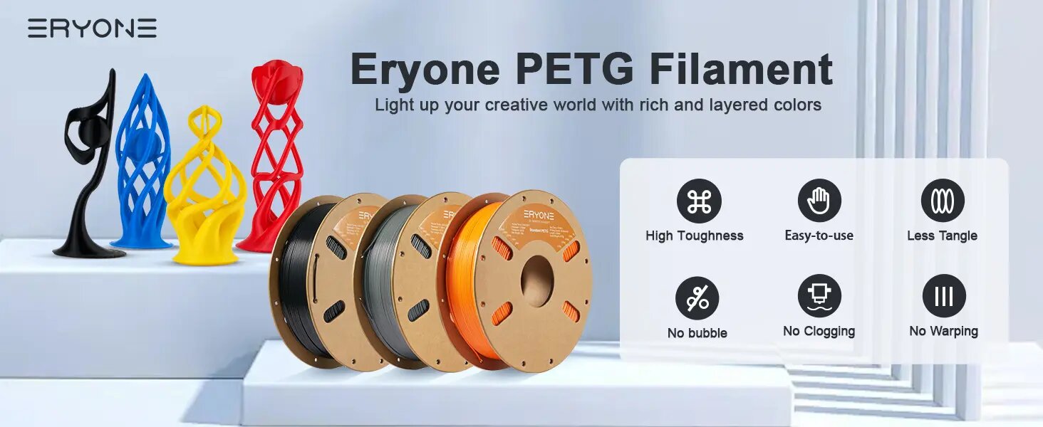 PETG lite пластик (Filament Пруток) CLUB3D lite - Черный (Black) 1KG (1,75мм)