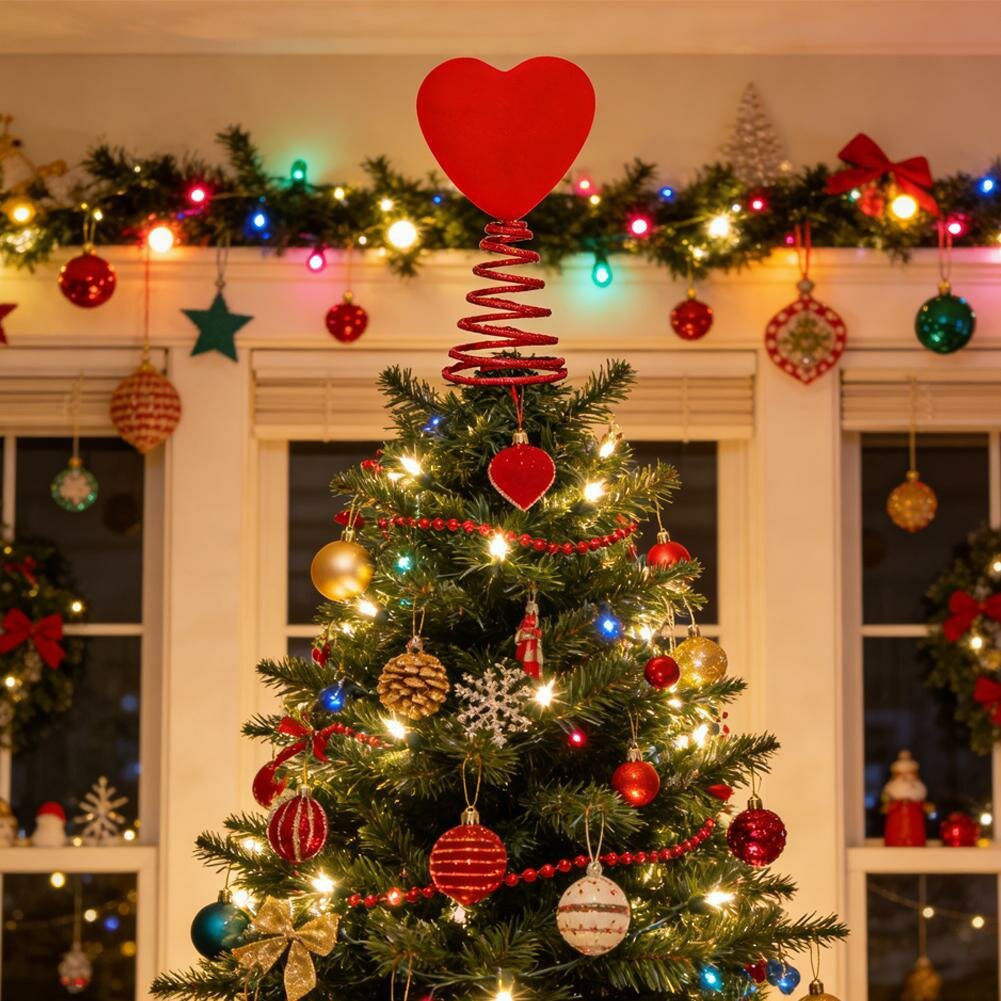 Красные сердечки звезда на пружине декор Валентины фигурка для дома