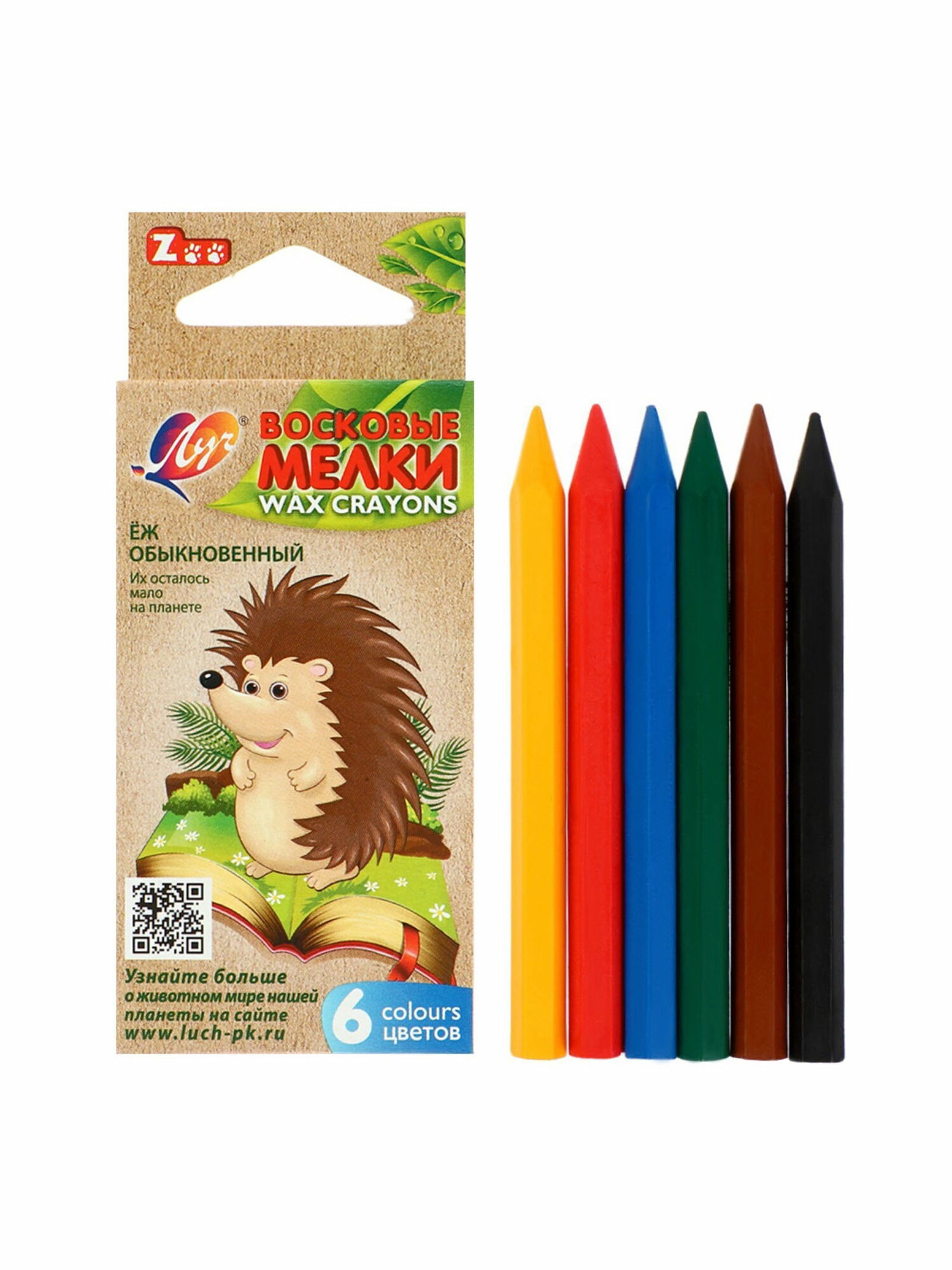 Мелки восковые, 6 цветов, шестигранные, особенности: классический, 3 шт.