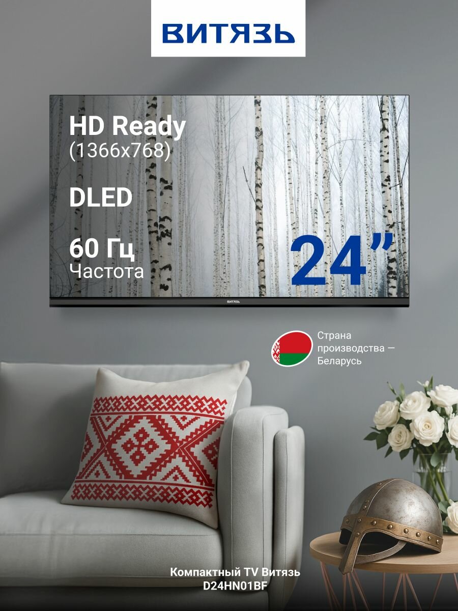 Телевизор Витязь D24HN01BF, 24 дюйма, с пультом ДУ, HD, DLED, time shift, черный