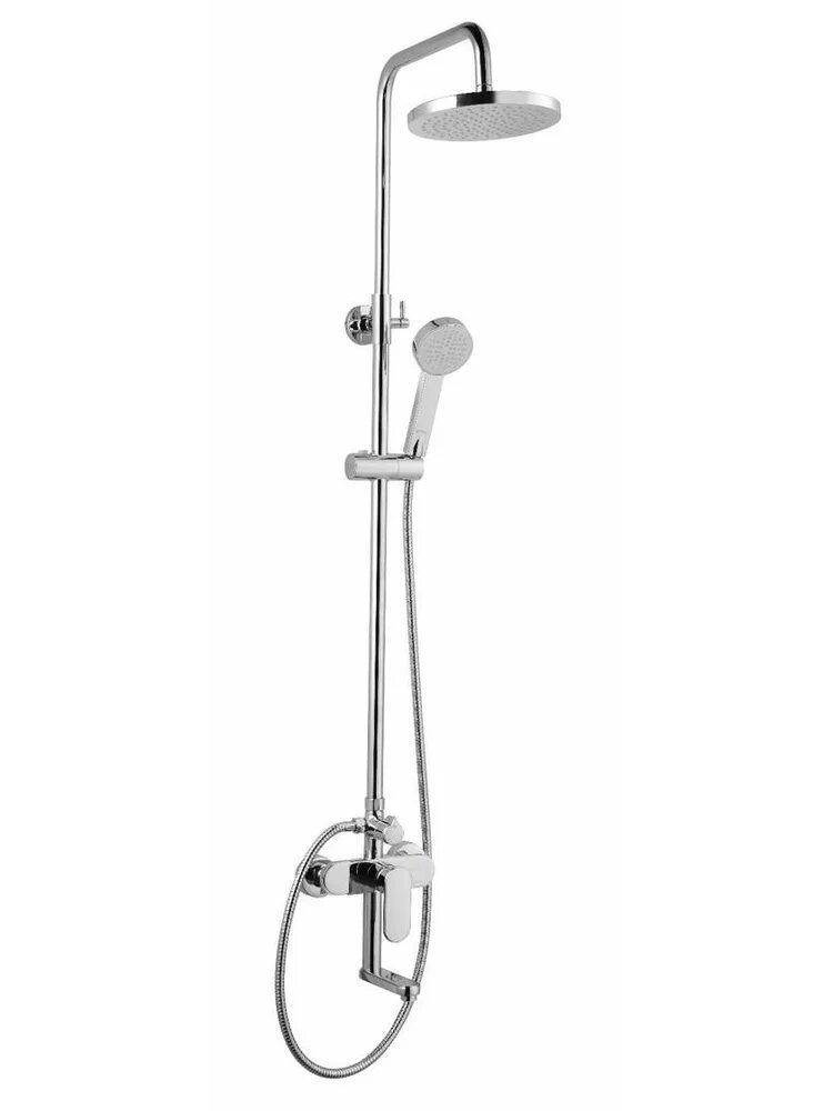 Душевая стойка BOOU B7077SB-31 со смесителем, хром, глянцевая, с тропическим душем, с изливом, с лейкой, душевая система, латунная, рычаг сбоку