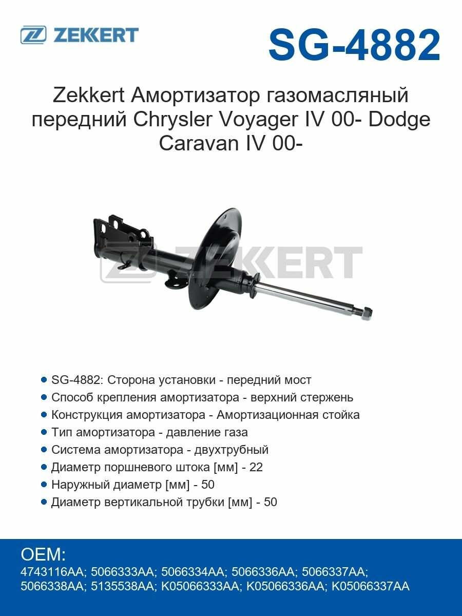 Zekkert Амортизатор газомасляный передний Chrysler Voyager IV 00- Dodge Caravan IV 00-