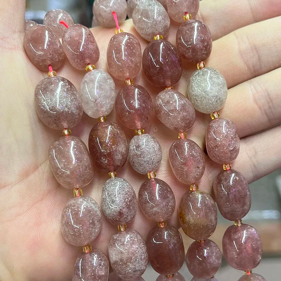 Бусины Из Натурального клубничного хрусталя, конформный камень, неправильной формы для изготовления ювелирных изделий, ожерелий, браслетов «сделай сам», 15 дюймов, 10-15 мм