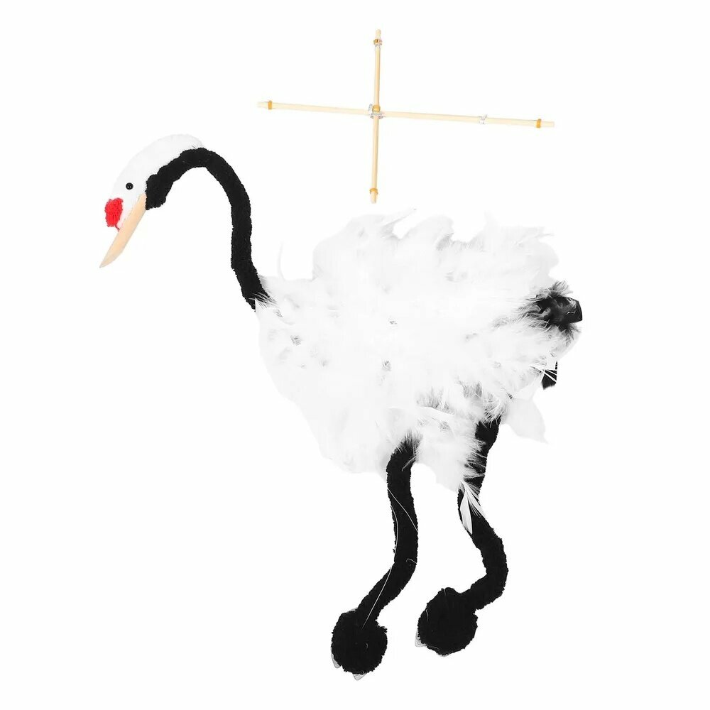 Деревянная марионетка-край с искусственными перьями для театральных представлений