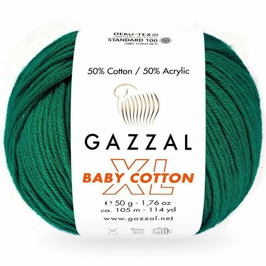 Пряжа Gazzal BABY COTTON XL 3467 изумруд (5 мотков)