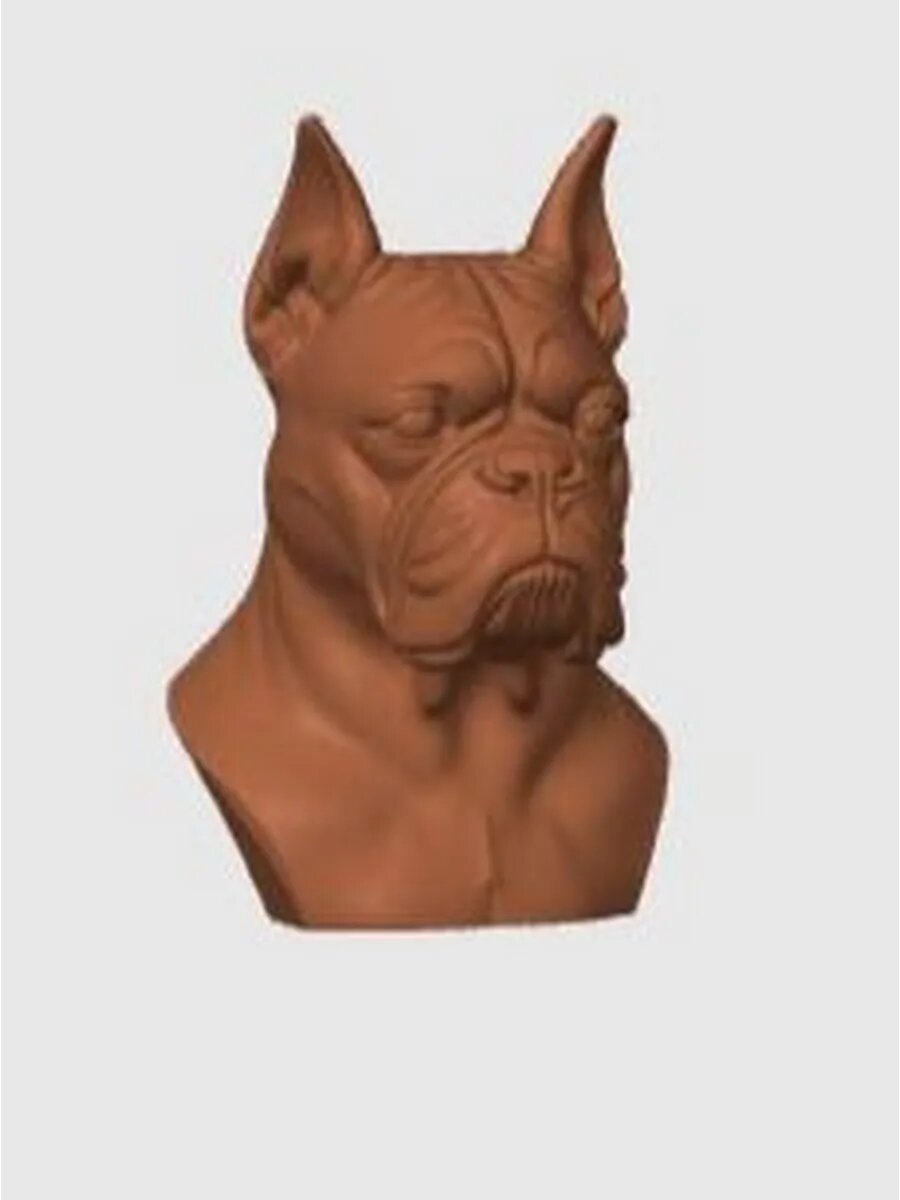 Бюст собаки-Боксер с купированными ушами (10см, корич. матал.)