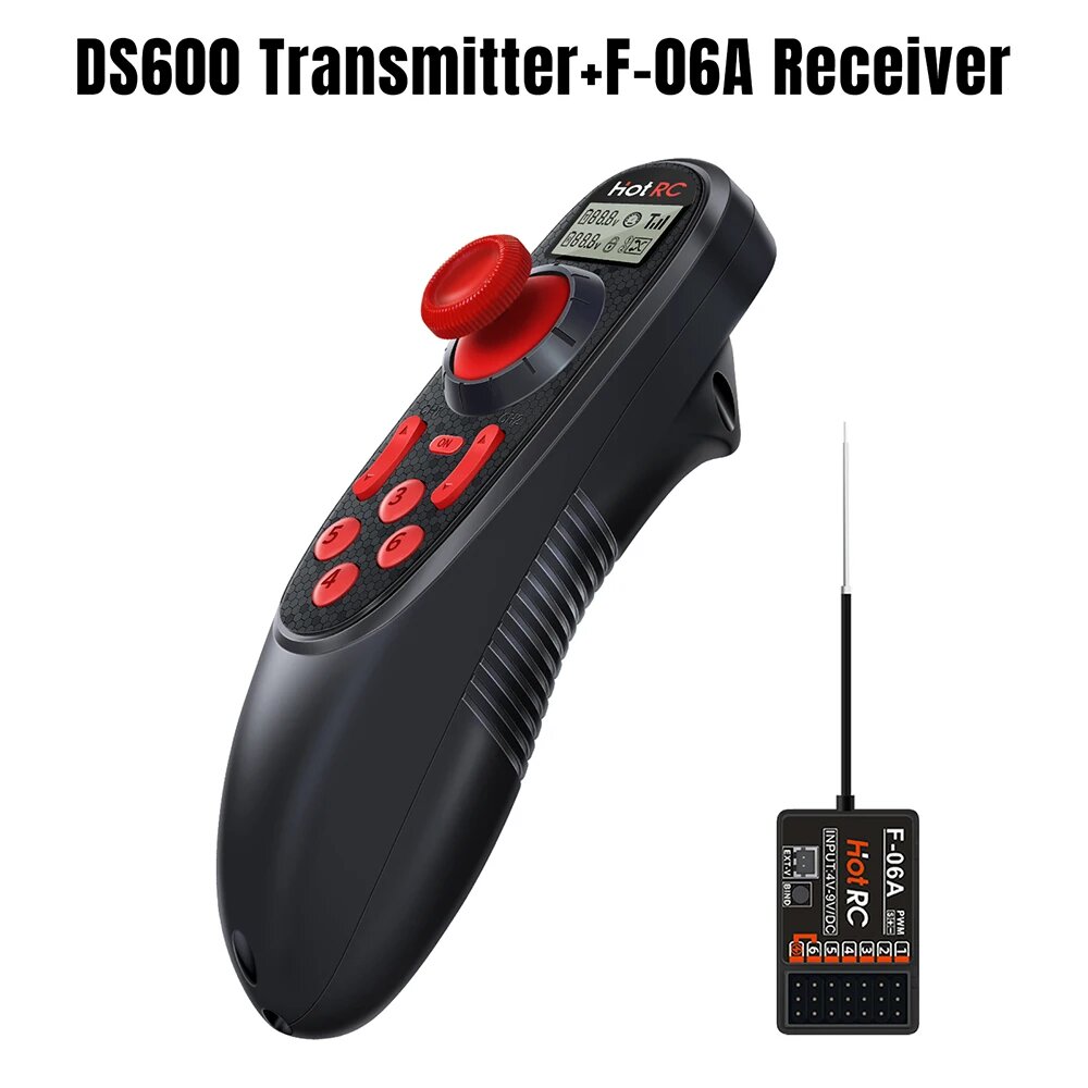 Радиосистема HotRC DS600 6CH/8CH 2,4 ГГц Красный, DS600 F-06A Receiver