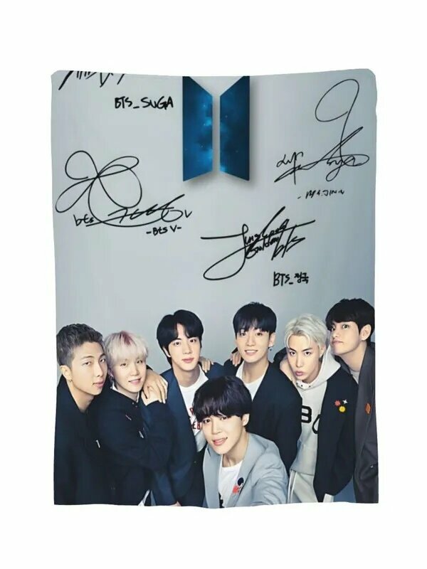 MXEB Плед с фотопринтом BTS Пледы БТС , Фланель, 100 см х 75 см