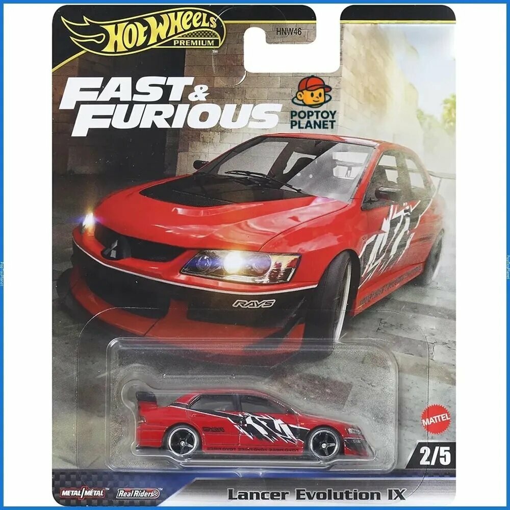 Машинка Mattel HOTWHEELS Fast and Furious Lancer Evolution IX 1/64 Car Toy HNW46