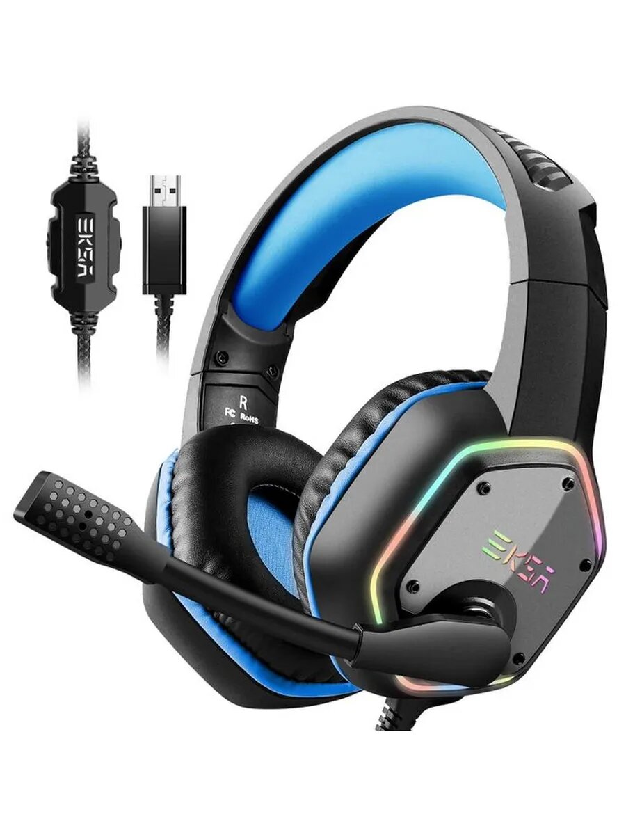 Игровые наушники EKSA E1000, синие, 7.1, USB