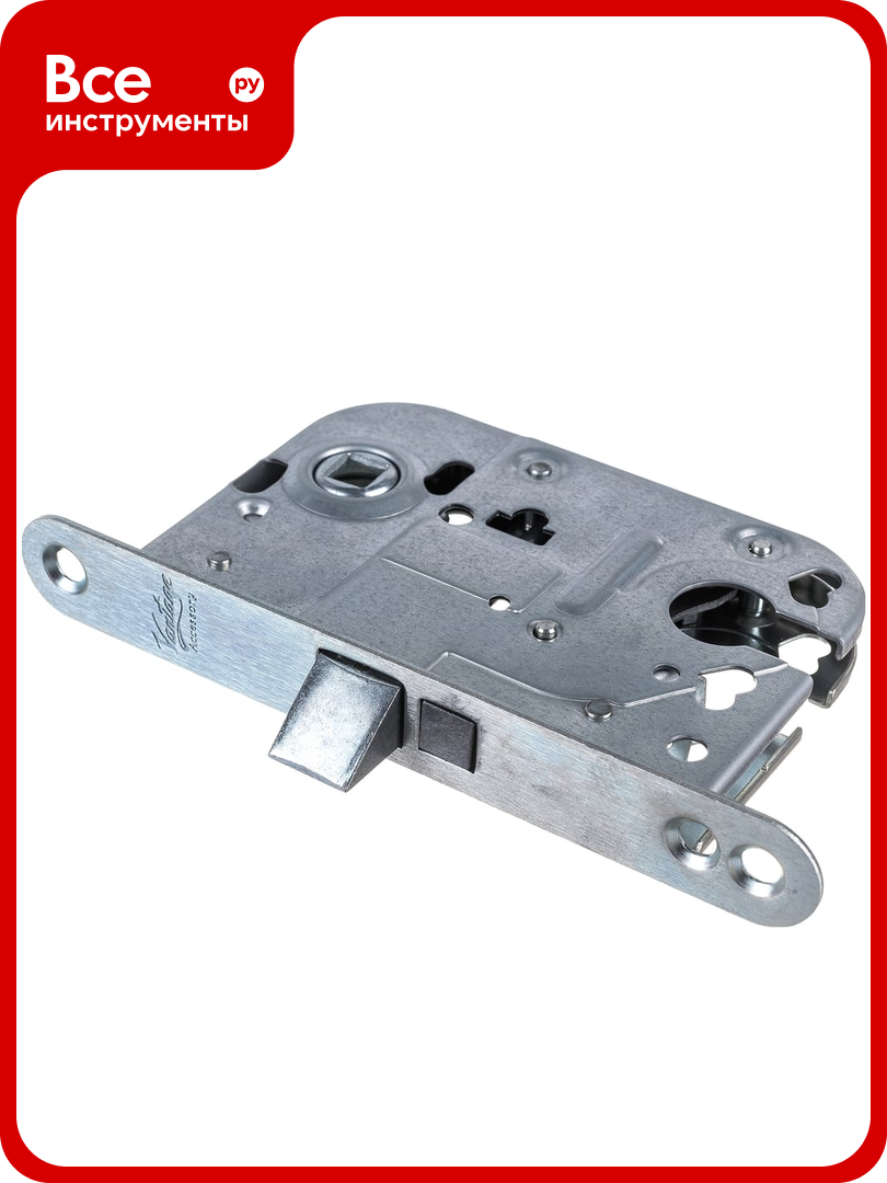 Замок под цилиндр Vantage 2018-10ZN цинк, врезной тип, для межкомнатных дверей, с отверстием под ручку, цинковый корпус