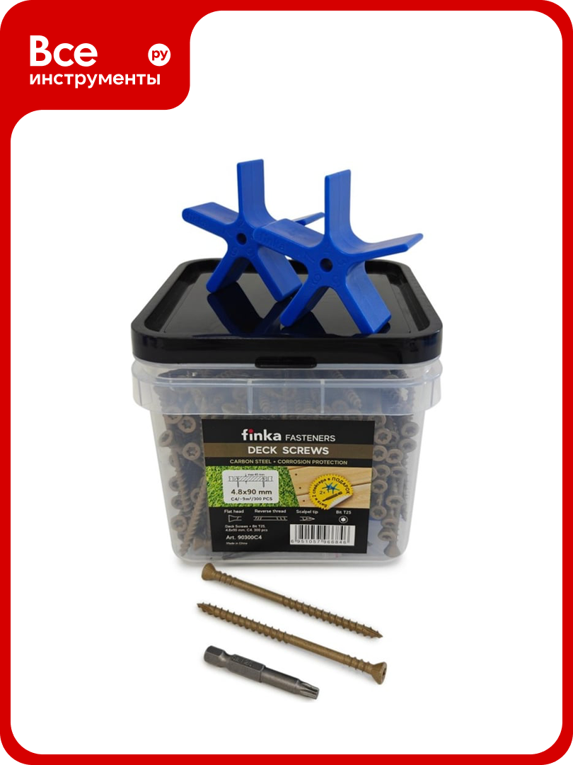 Саморезы Deck Screws C4 4,8x90 mm T25 (300 шт) Finka 90300C4