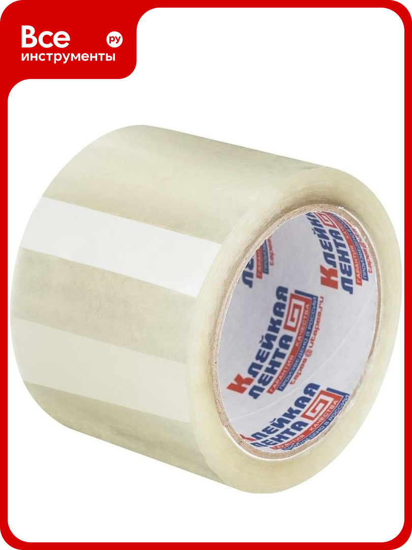 Упаковочная клейкая лента ООО Комус 75 мм х 66 м х 47 мкм, прозрачная, Россия, 6 шт./уп.