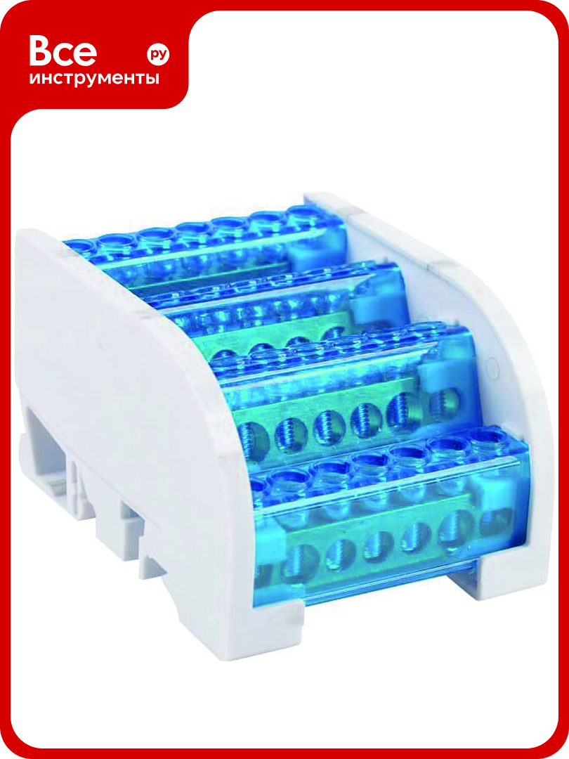 Шины на DIN-рейку HLT в корпусе (кросс-модуль) "Лесенка" L+PEN 2x15 081-06-008 самозатухающий пластик, латунный модуль