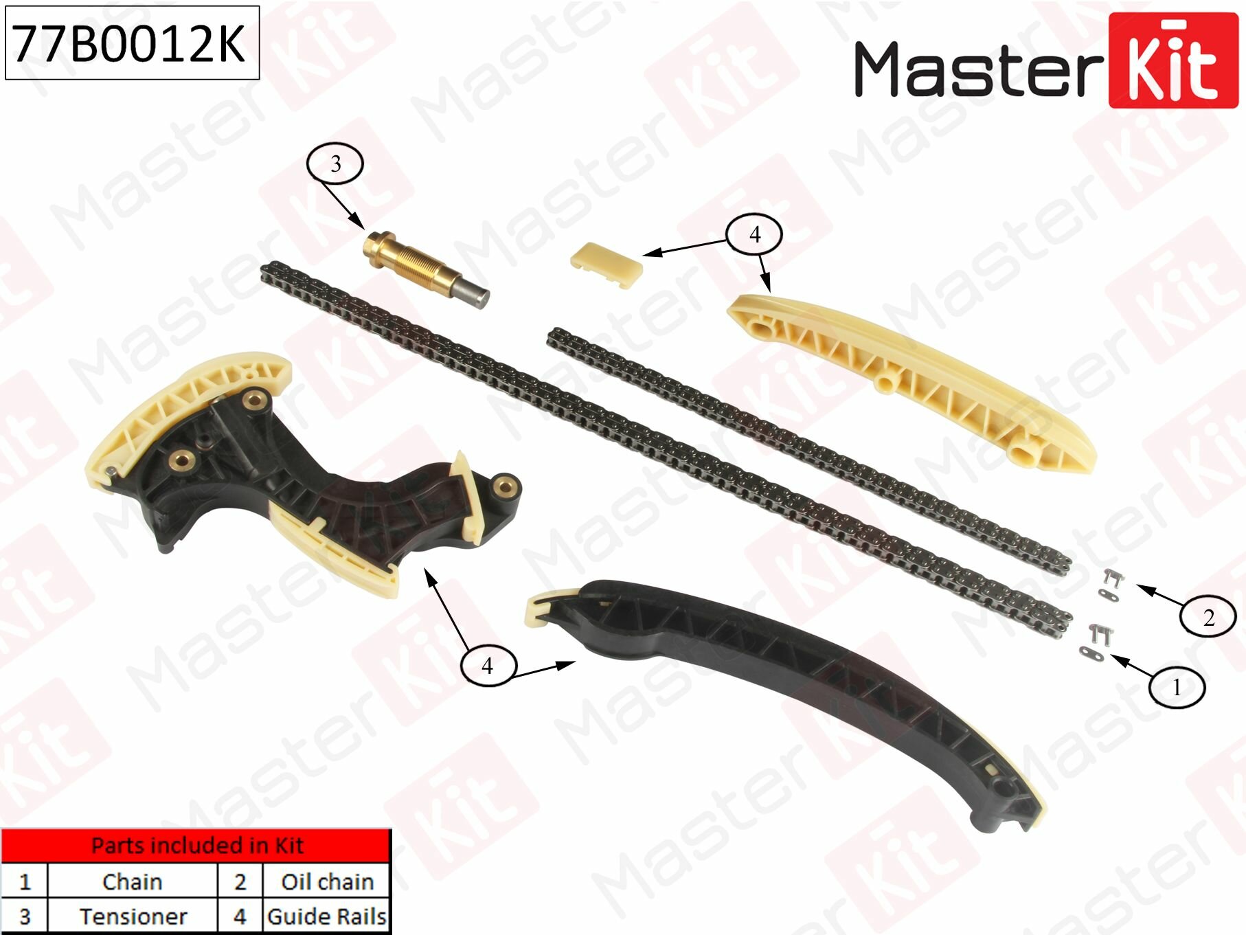 Комплект цепи ГРМ Mercedes-Benz W203/204 1.8 Kompressor M271 02-09 без звездочек MasterKit 77B0012K