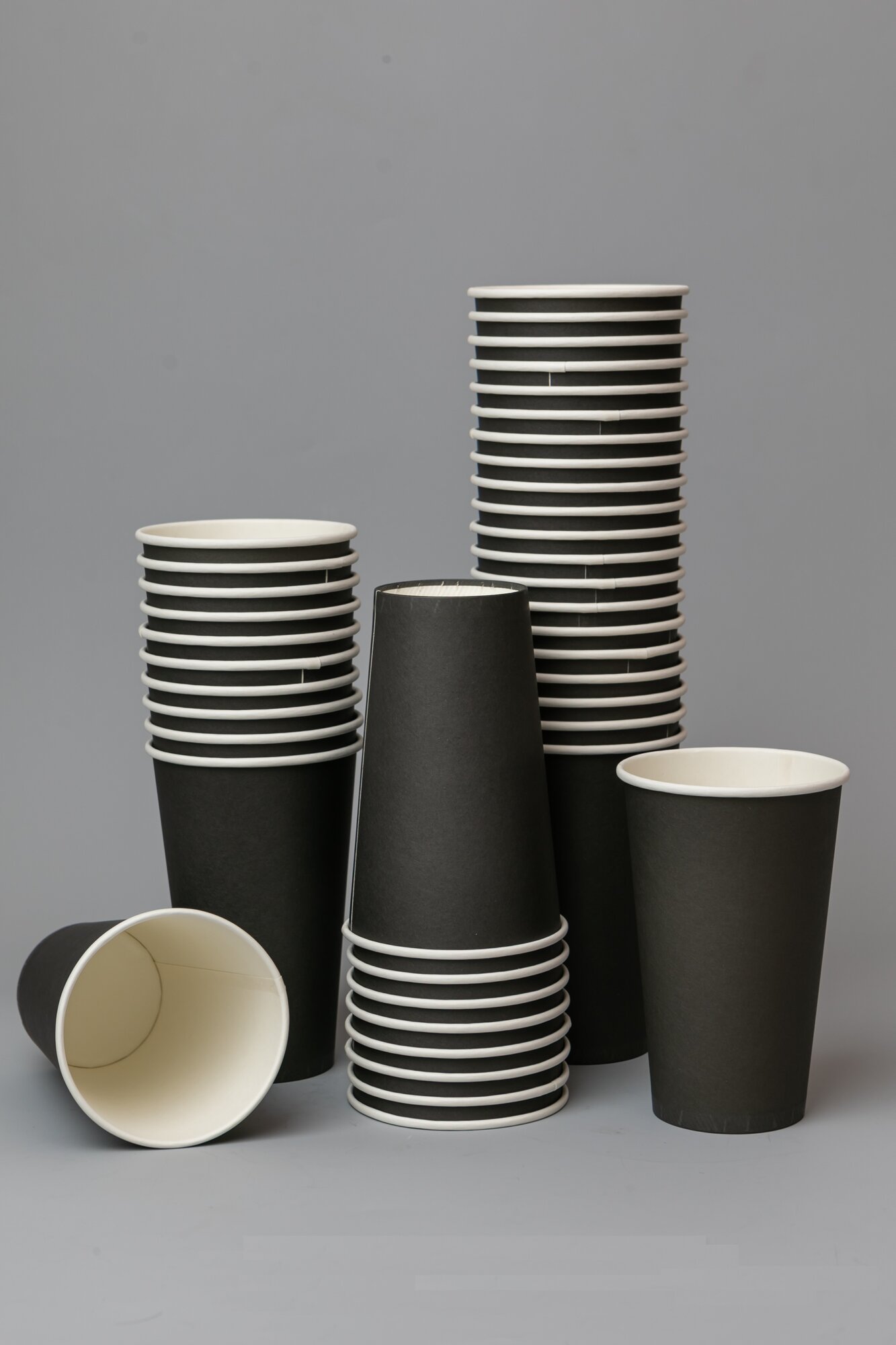 Стаканы бумажные 500 мл 40 шт чёрные