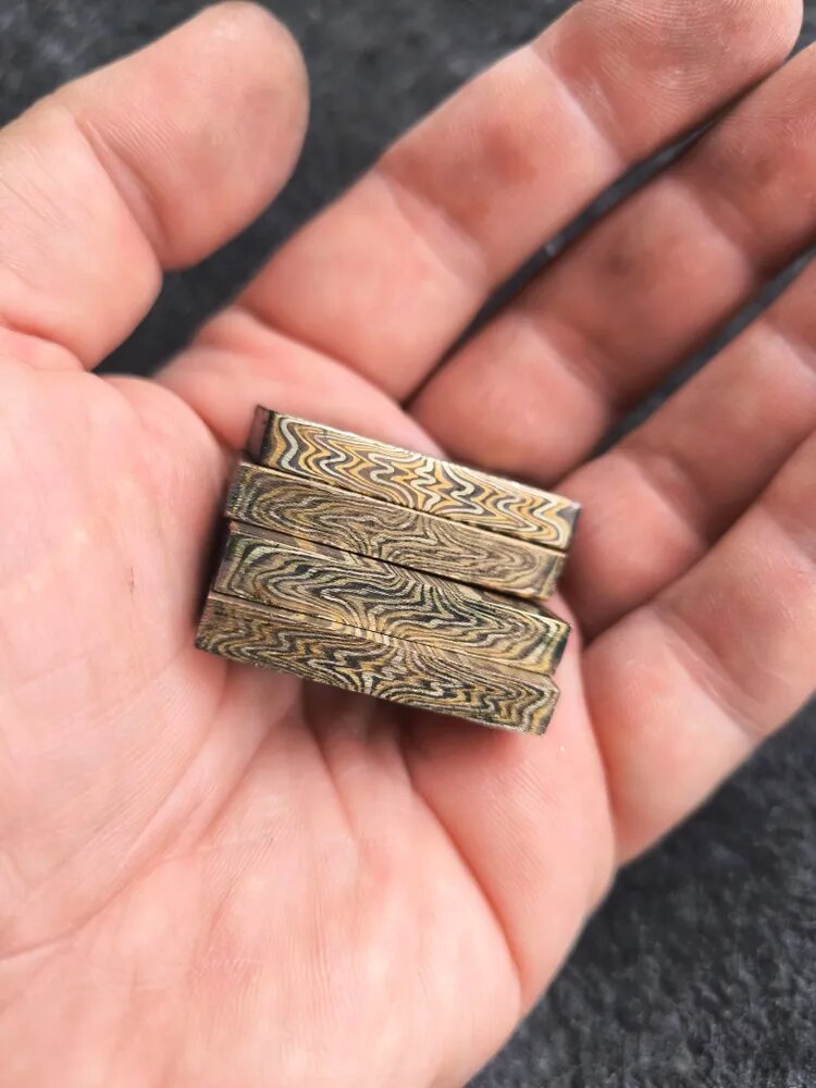 Мокуме торцевое четырёхцветное 6х20х38 мм.