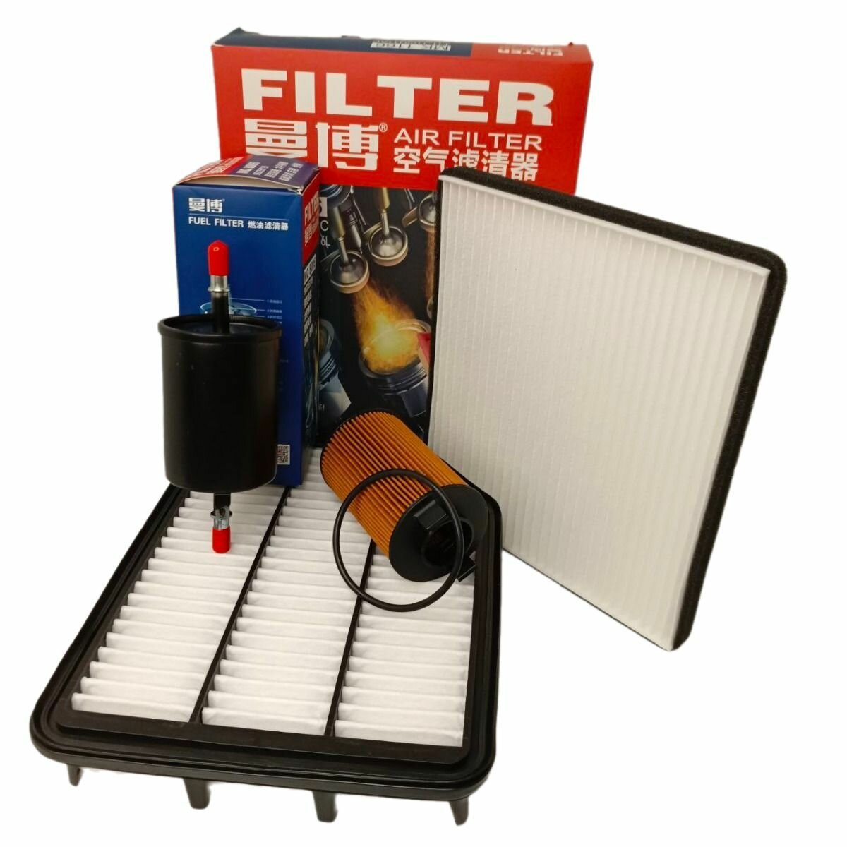 Фильтр воздушный + салонный + масляный + топливный комплект для Чери Тигго 3 (Chery Tiggo 3) комплект Manbo