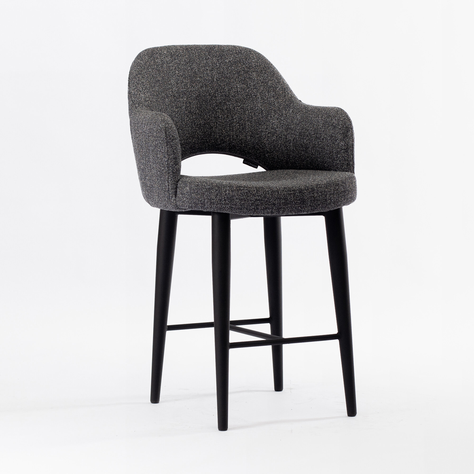 Стул барный Мартин темно-серая ткань ножки черные для дома/для гостиной/для столовой/для кафе/кухонный стул/стул кухонный