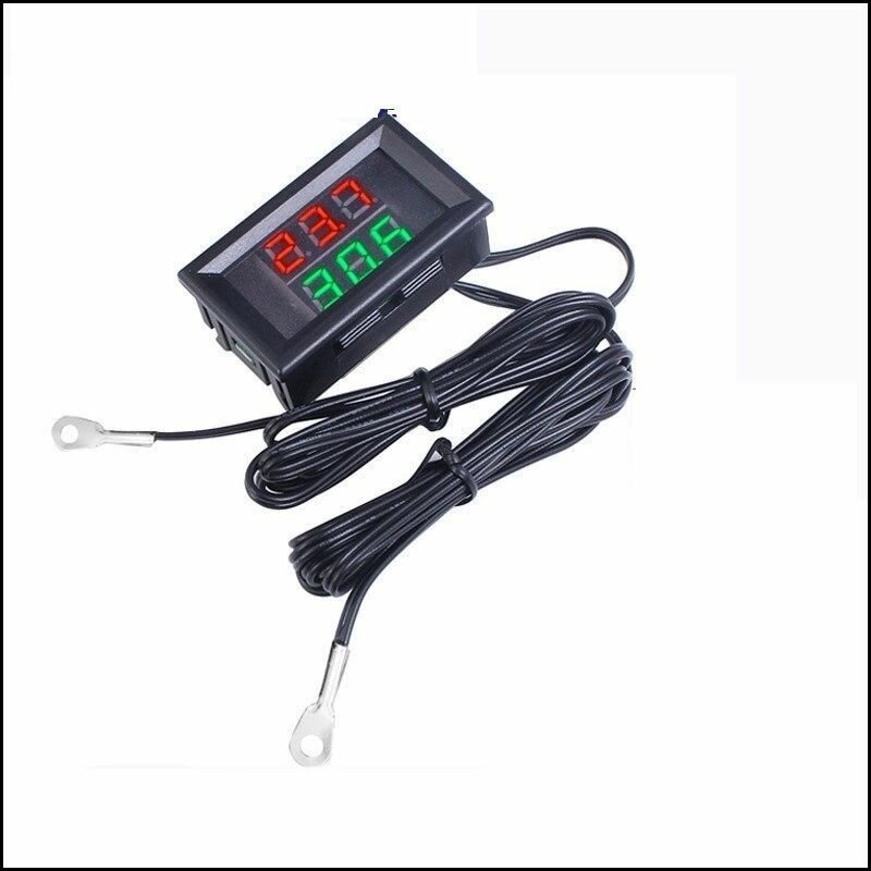 Двухканальный цифровой термометр с выносными датчиками, диапазон измерений от минус 55 до плюс 120 градусов Цельсия.