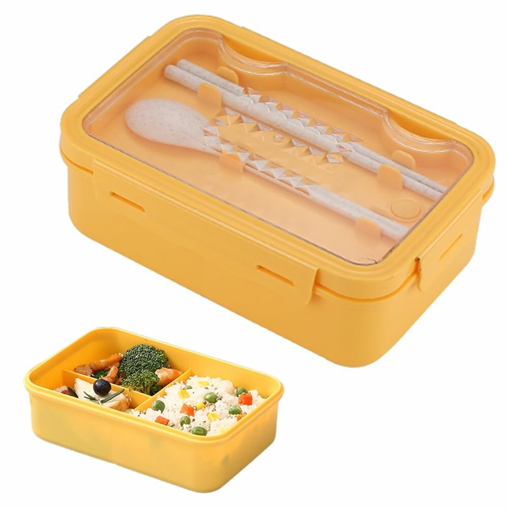 Сэндвич-бокс с 3 отделениями, герметичный, для микроволновки и посудомоечной машины, 1000 мл