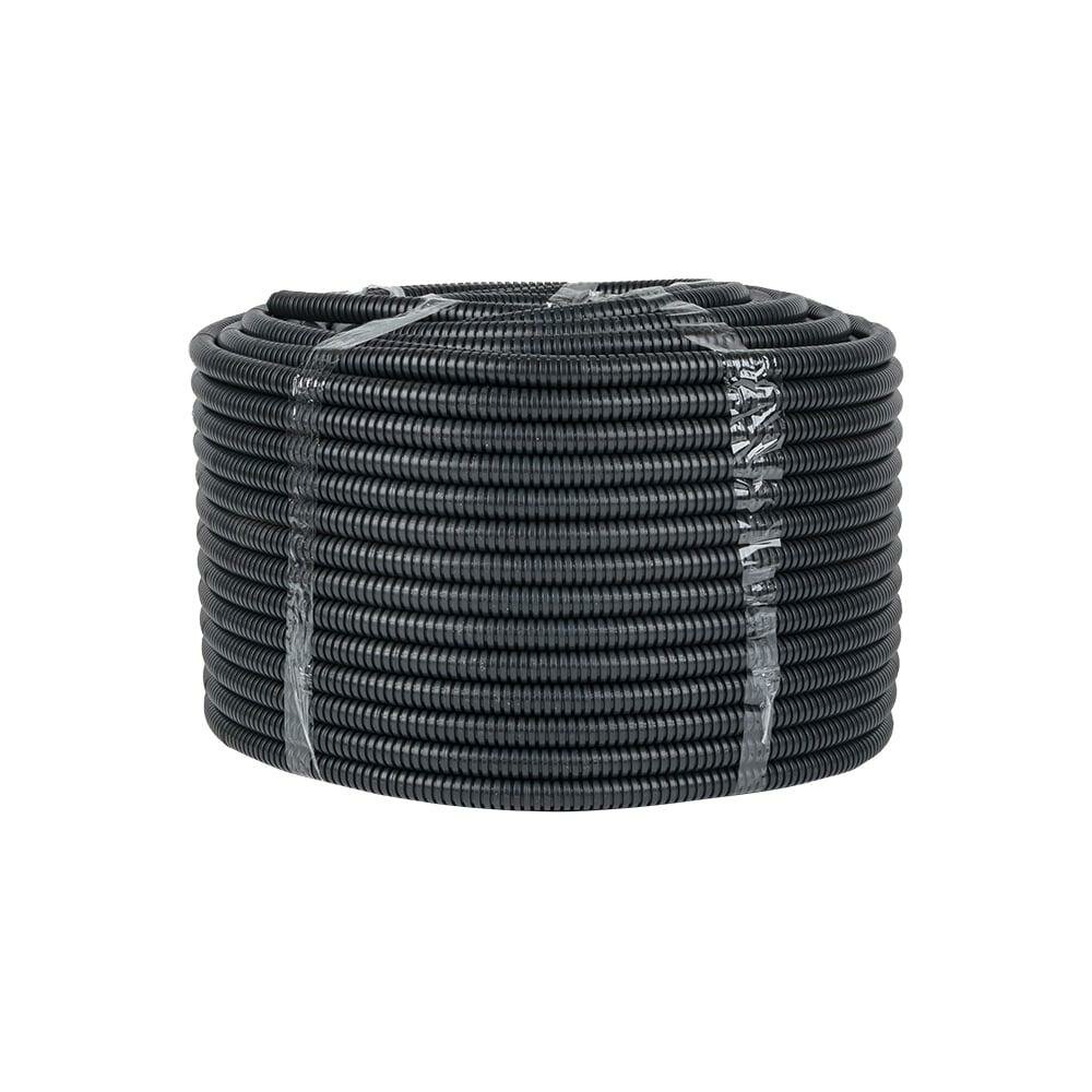 Гофрированная труба EKF PROxima ПНД Plast, с зондом, d=25мм, 50м, черная tpnd-25-50m