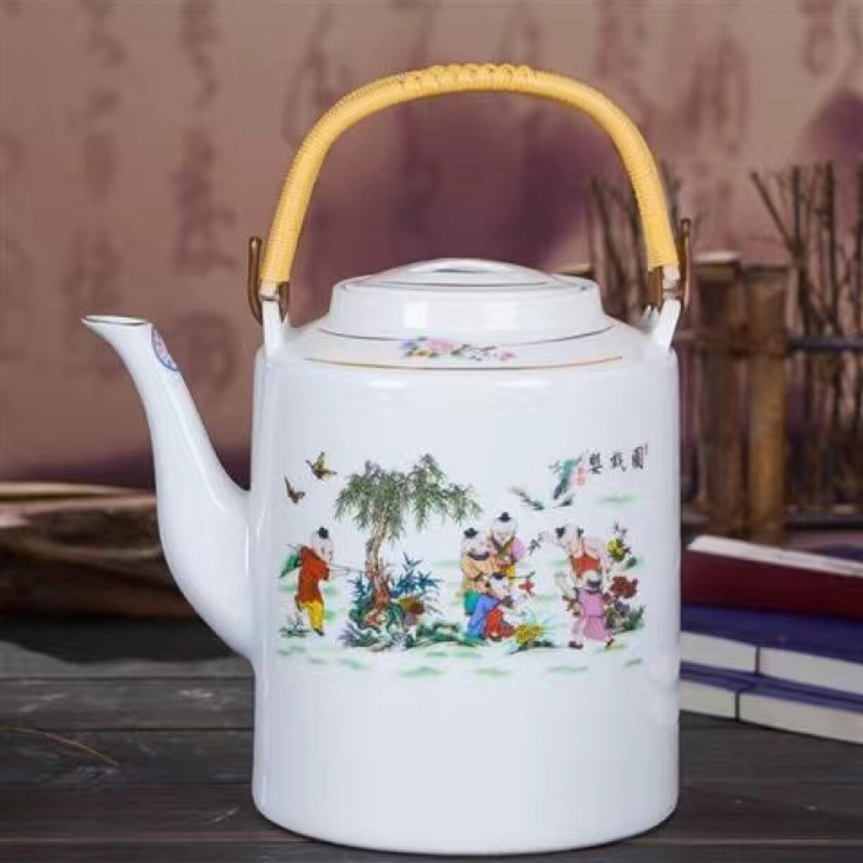 Керамический чайник большой емкости из Цзиндэчжэня для горячей и холодной воды, термостойкий, с взрывобезопасной ручкой, ретро