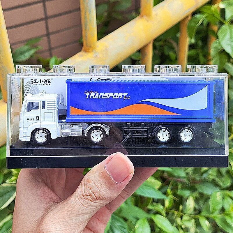 Детская модель контейнеровоза из сплава, полуприцеп-контейнер, сверхмощный буксировочный транспорт, игрушечный грузовик