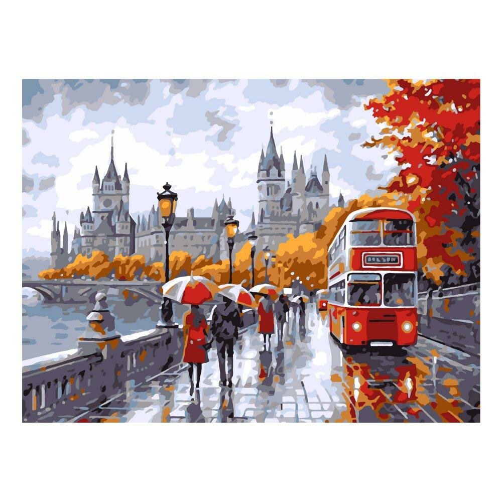 Картина по номерам "Улицы Лондона" 28,5х38 см, акриловые краски, кисть, лак, Lori