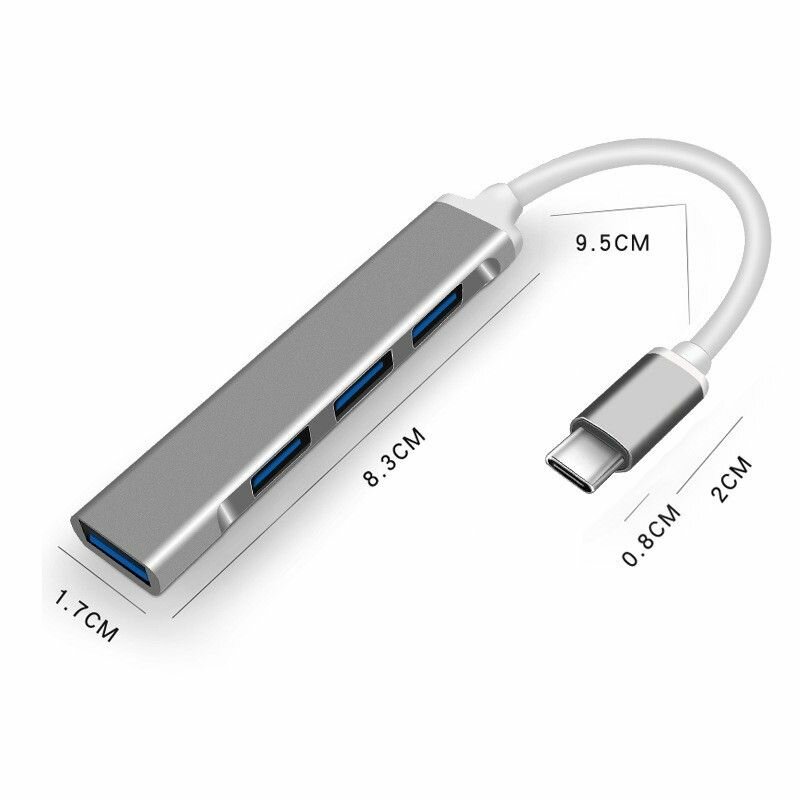 Портативный USB-разветвитель 1 на 4 Type-C Мультипорт Док-станция Plug and Play