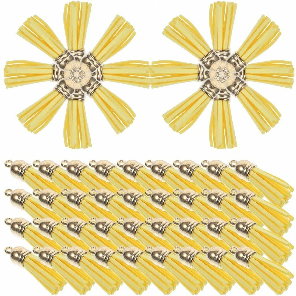 Бахрома Из Кожи, Желтый, 100 Штук, Сплав, Подвески Для Сумок И Брелков
