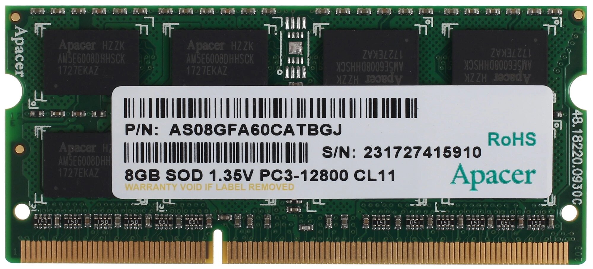 Модуль памяти NBook SO-DDR3 8GB, 1600Mhz, Apacer (DV.08G2K. KAM)
