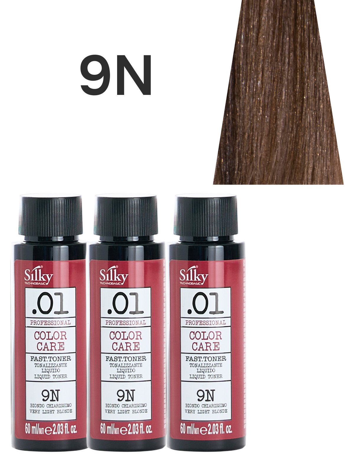 Краска тонирующая для волос Silky Techno Basic Professional Color Care Fast.Toner 9N Блонд Натуральный, 3х60 мл