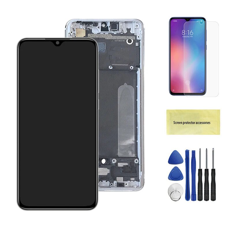 100% протестированный ЖК-дисплей для Xiaomi CC9, сенсорный экран, дигитайзер в сборе с рамкой для замены для Xiaomi Mi 9 lite M1904F3BG LCD Sliver With Frame