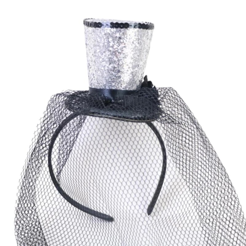 Детская шляпа-цилиндр Ootdty Серебряный, silver veil