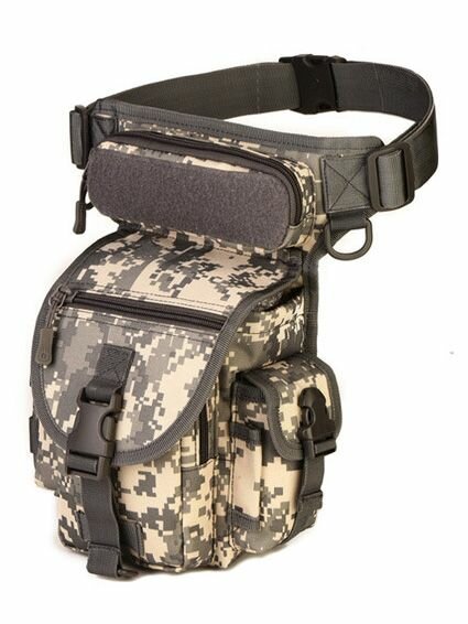 Сумка на бедро и пояс 2 в 1 тактическая мужская серый камуфляж 3 литра