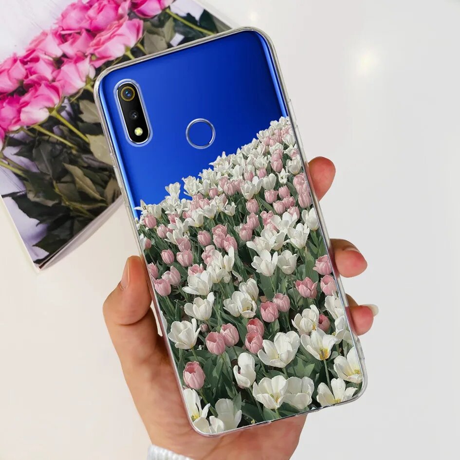 Чехол Realme 3i с цветами, case-c10