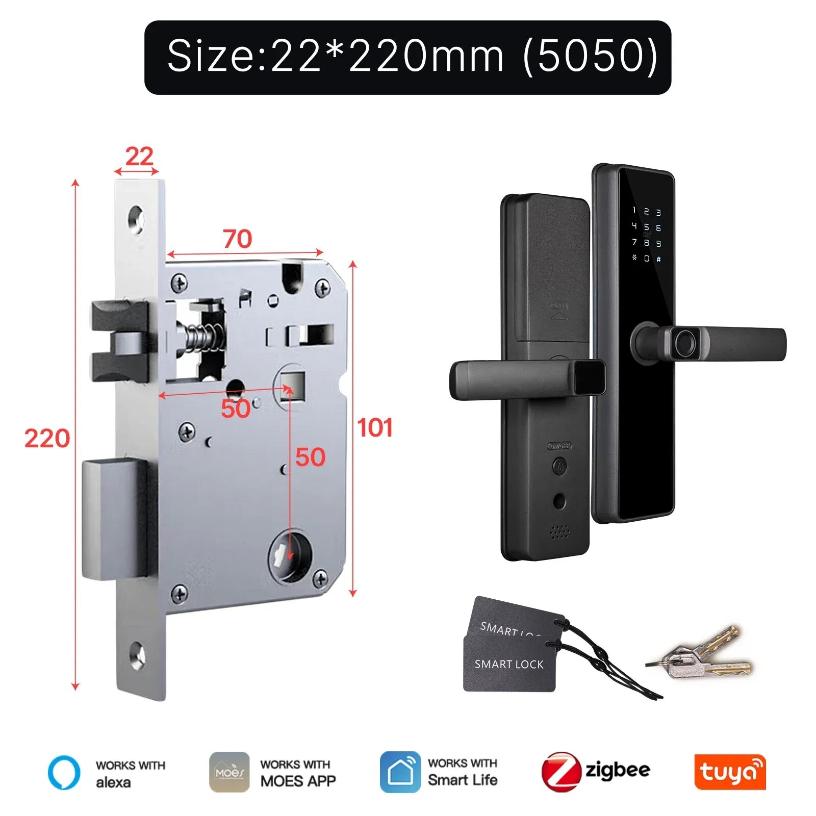 MOES Tuya ZigBee умный дверной замок с датчиком отпечатков пальцев Lock and 5050-22220