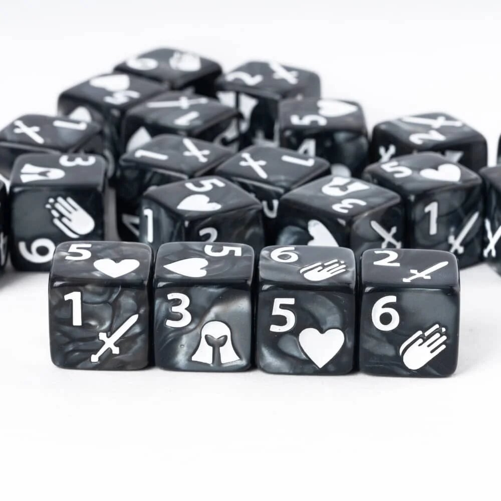 7 шт, черные кубики D6 для настольных игр