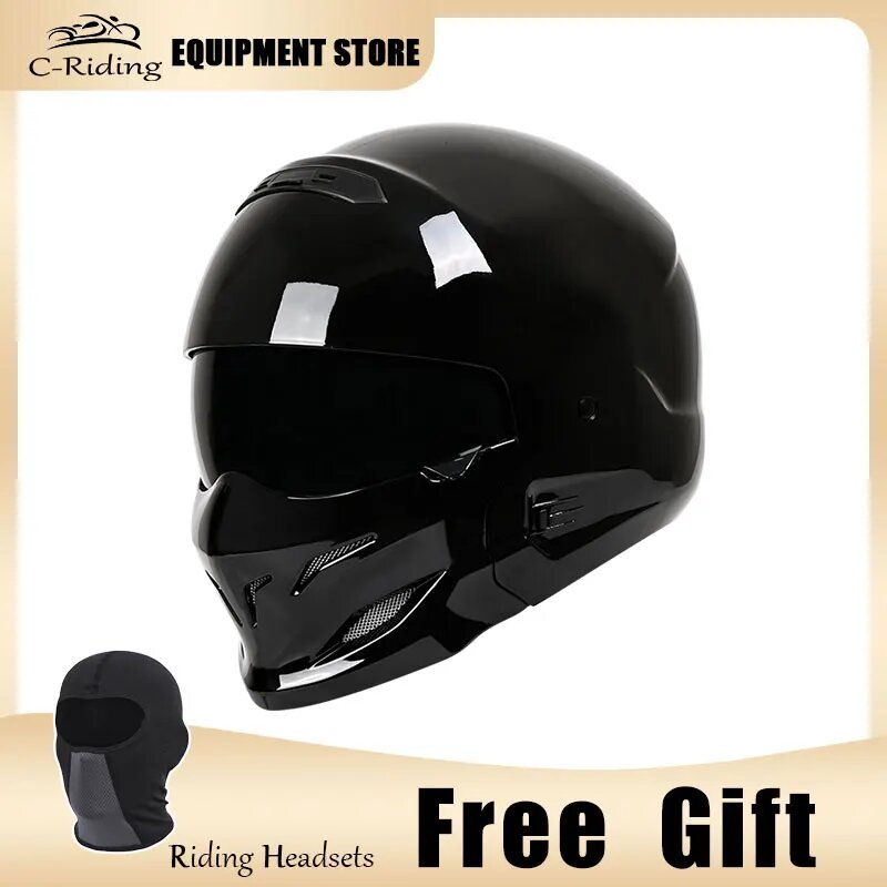 Сертифицированный DOT шлем скорпиона мотоциклетный ретро комбинированный Черный, L, Dark Lenes C