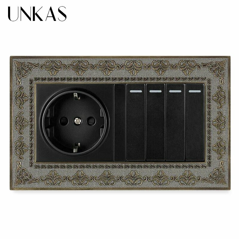 UNKAS 4D Металлический выключатель 1/2 Way 1-4 группы