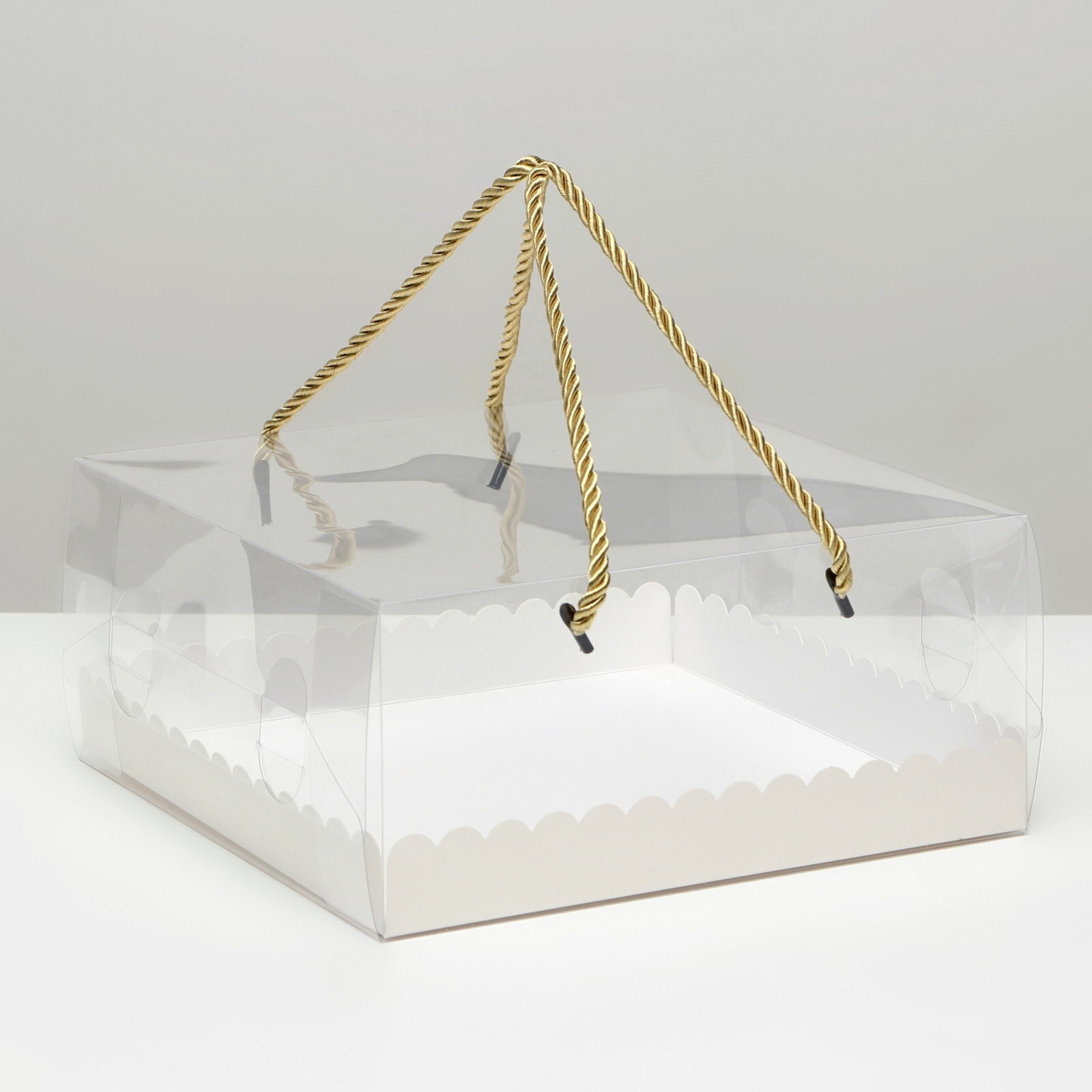 Коробка под рулет, прозрачная крышка, белая 22x22x10 . Кондитерская упаковка