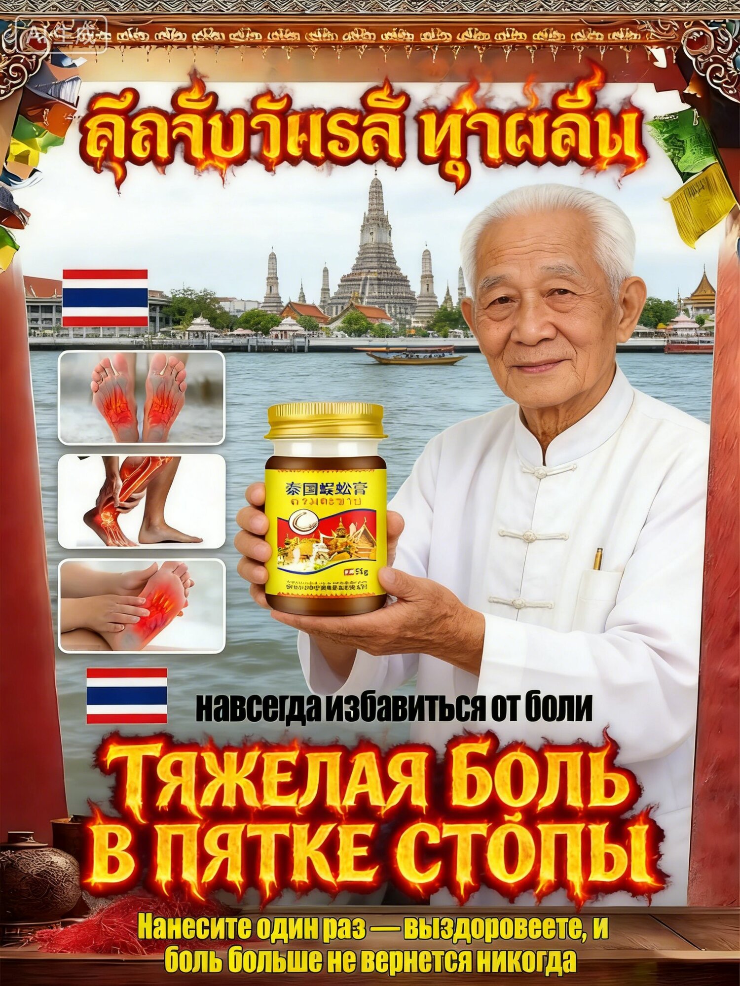 Эксклюзивный крем Тайская сороконожка для комплексного оздоровления/55 г/Облегчение боли/отеков/синяков