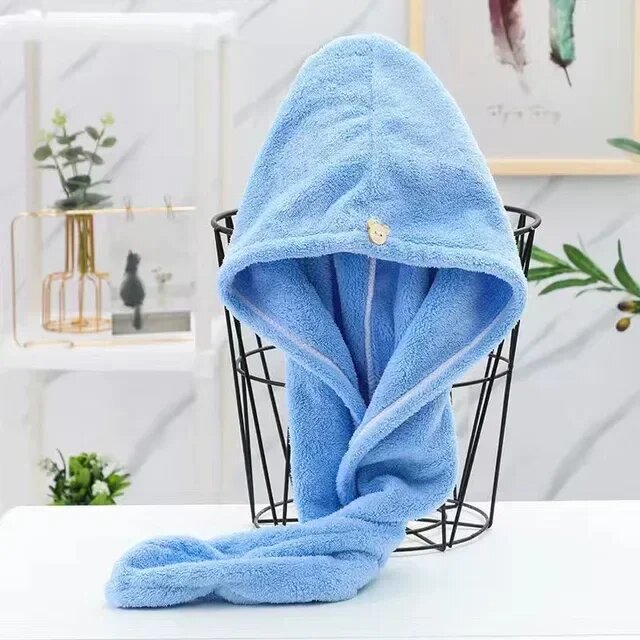 Полотенце с капюшоном из микрофибры, голубое