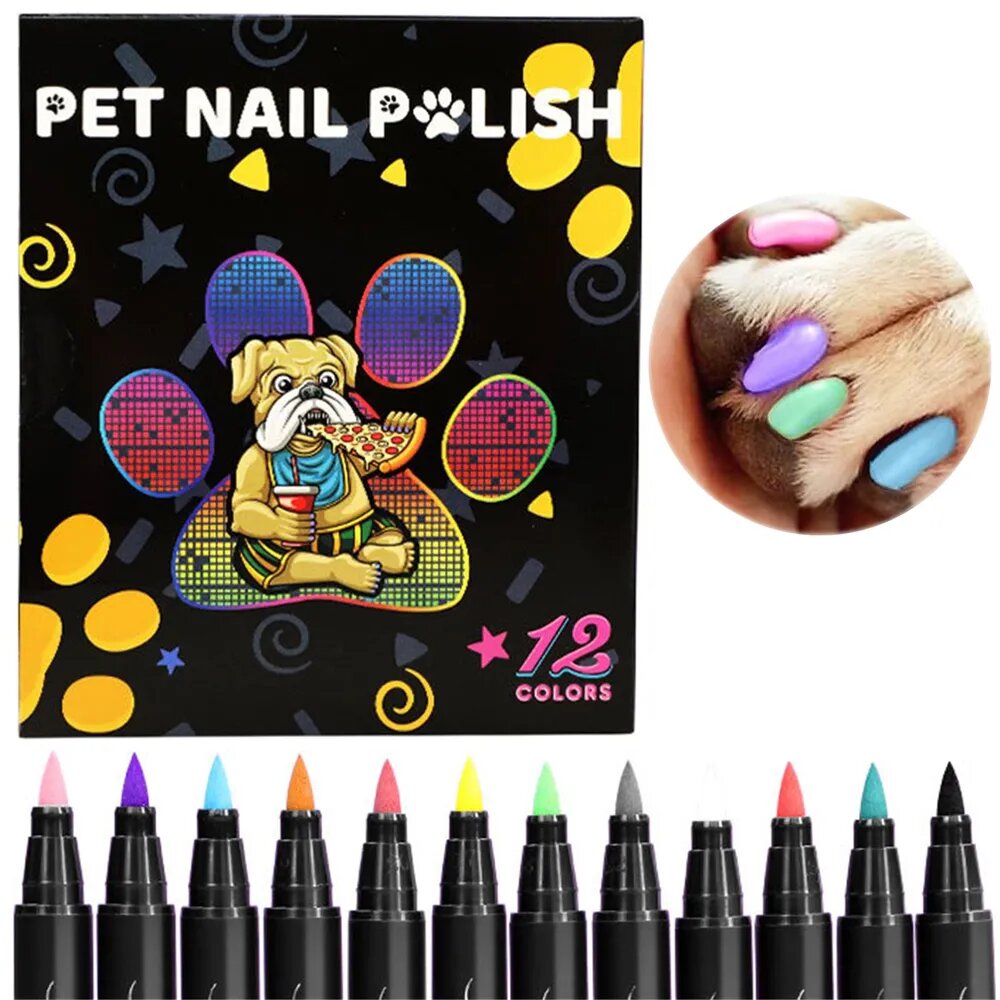 Набор маркеров для ногтей домашних животных, акриловые, мягкий наконечник, быстросохнущие, водостойкие, 12 цветов