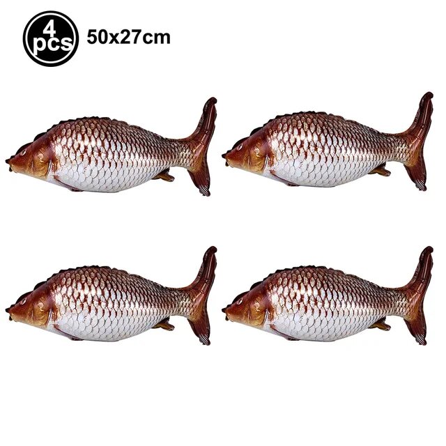 Набор из 4/12 воздушных шаров с изображениями рыб, креветок и карпов для мальчиков и девочек, вечеринок на рыболовную тематику, дней рождения, детских праздников, а также реалистичных реквизитов в виде рыб.