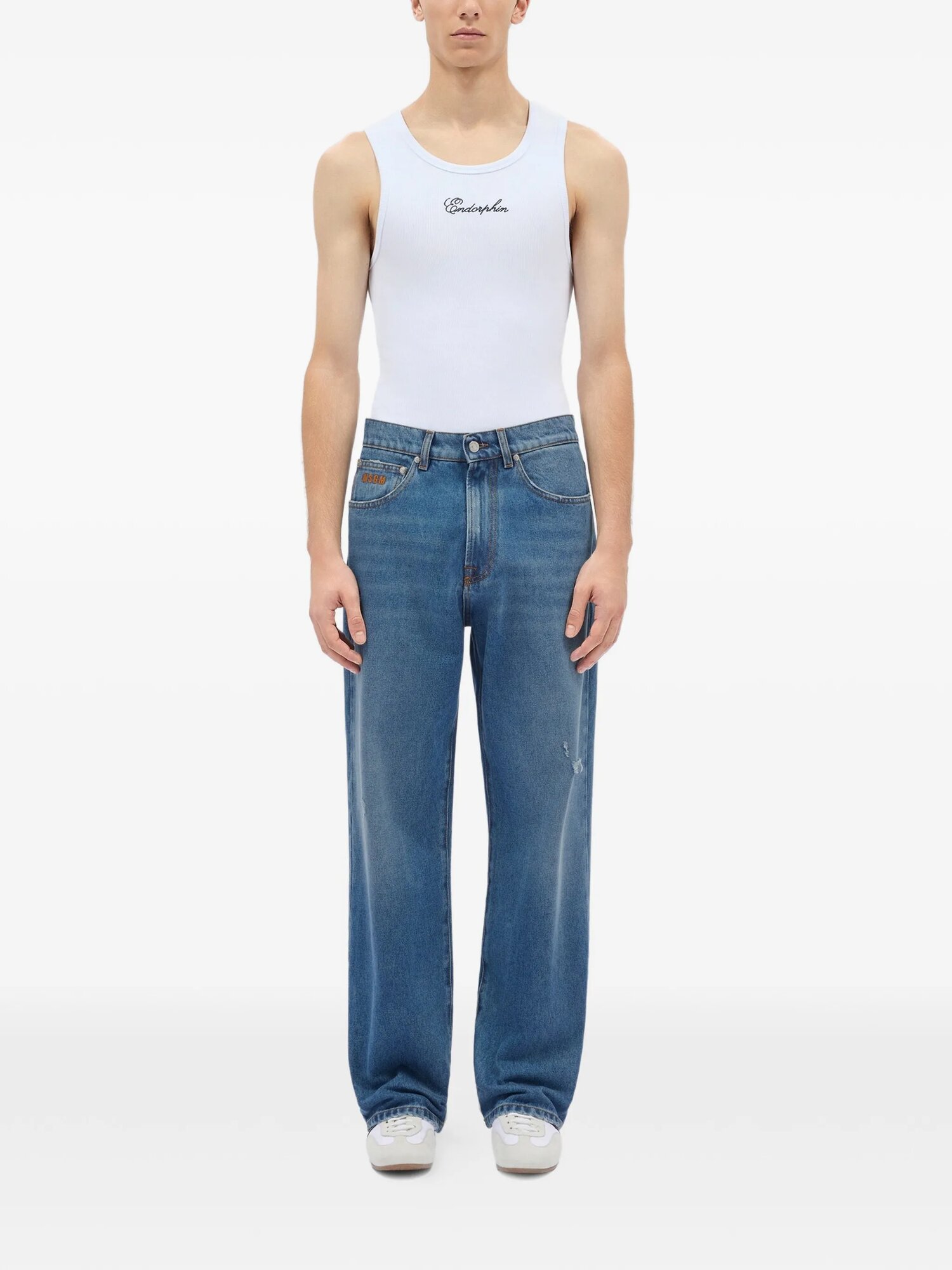 Джинсы MSGM Distressed jeans, размер 50, синий — фото 1