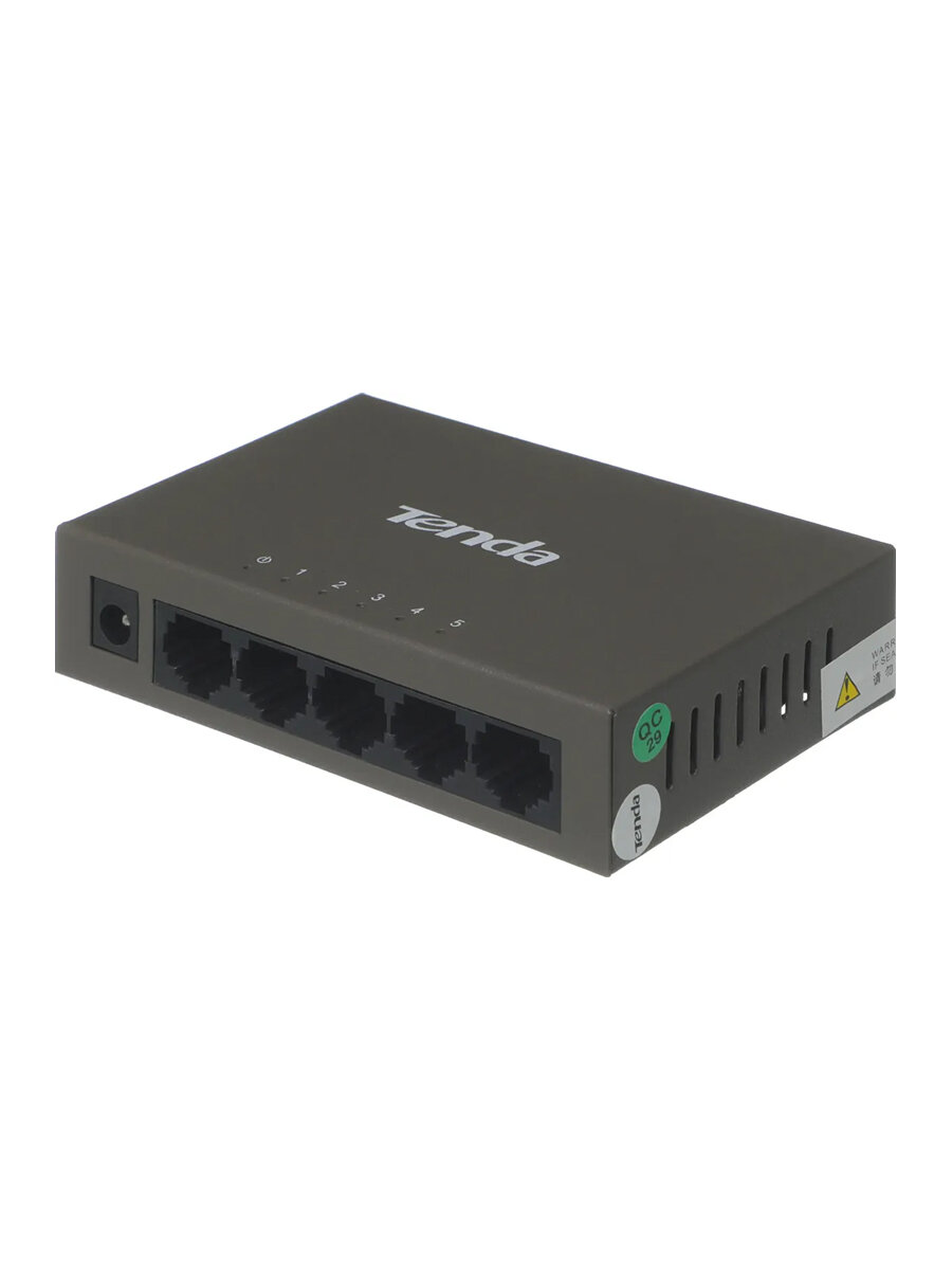 Коммутатор TENDA TEF1005D 5 портов (5x100Mbs, неуправляемый, настенный, настольный, L2, корпус-металл) (TEF1005D)